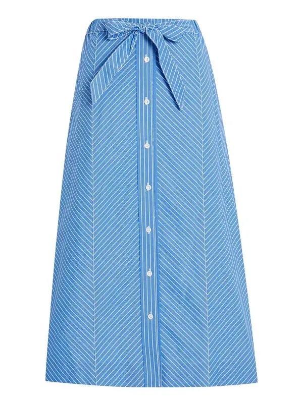 Carolina Herrera Striped Cotton-poplin Midi Skirt - Azure