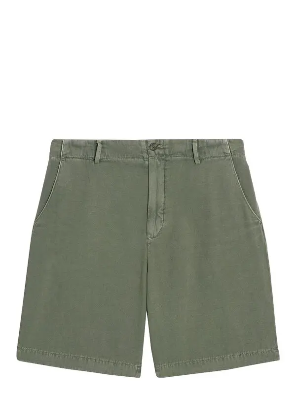 Boglioli Cotton And Linen-blend Shorts - Army Green