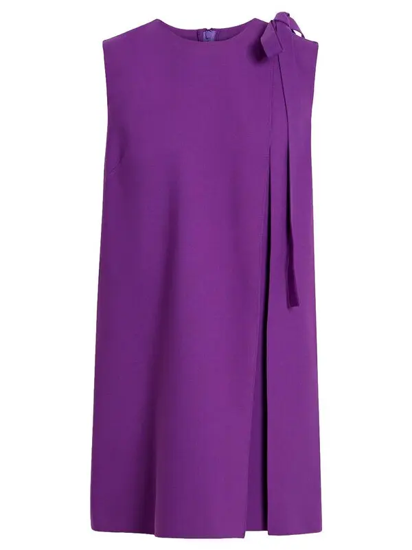 Oscar De La Renta Bow-detailed Wool-blend Crepe Mini Dress - Purple