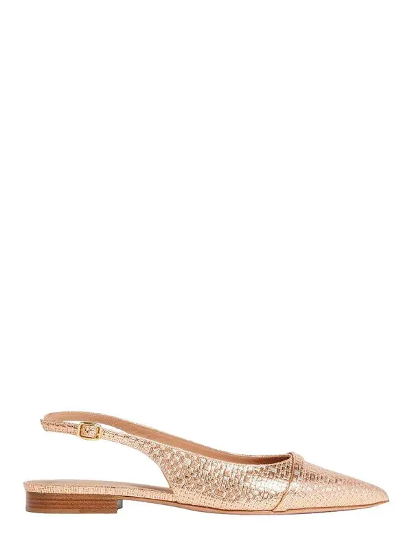 MALONE SOULIERS Jama 10 Embossed Leather Slingback Flats - Rose Gold