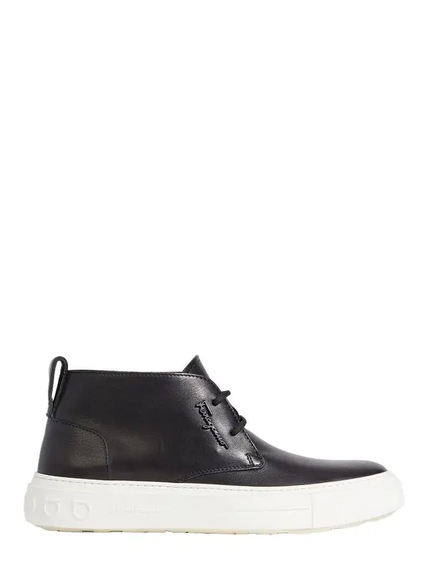 FERRAGAMO Montgomery Leather Desert Boots - Black