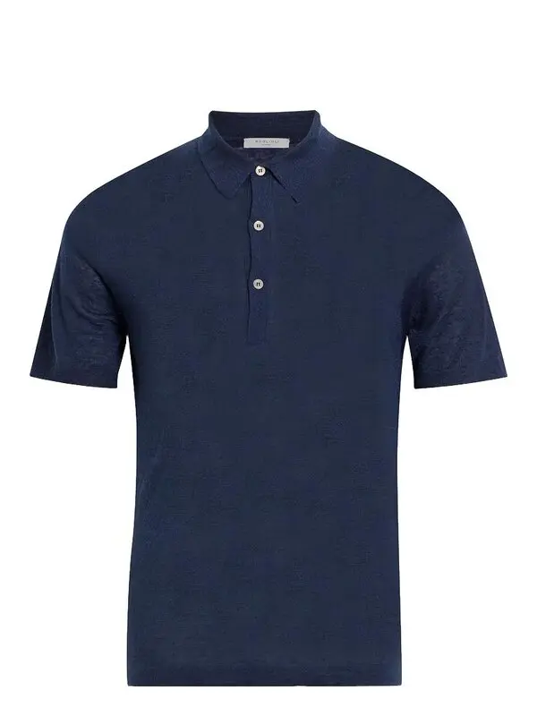 Boglioli Linen, Cashmere And Silkblend Polo Shirt - Navy