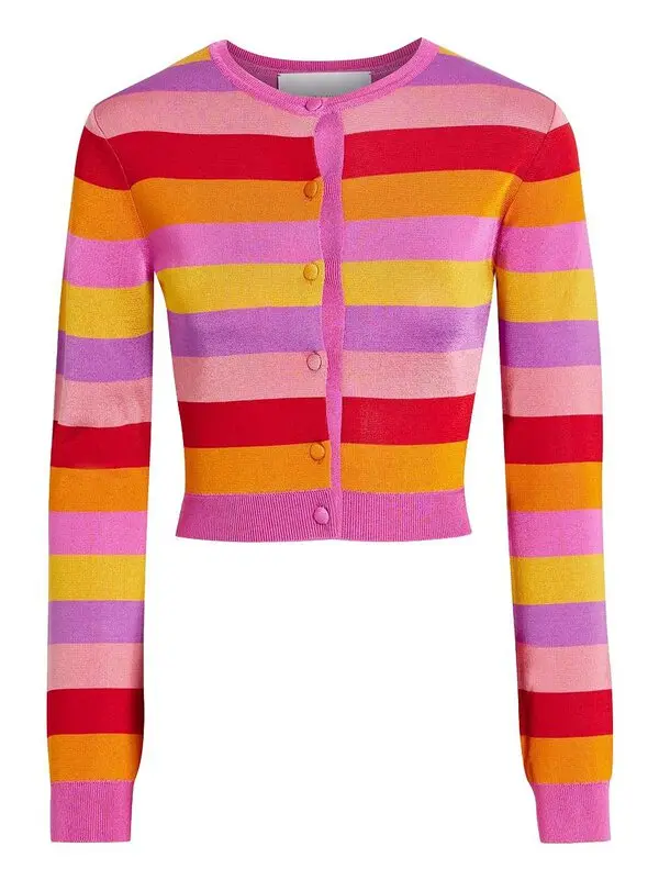 Carolina Herrera Cropped Striped Knitted Cardigan - Multicolor