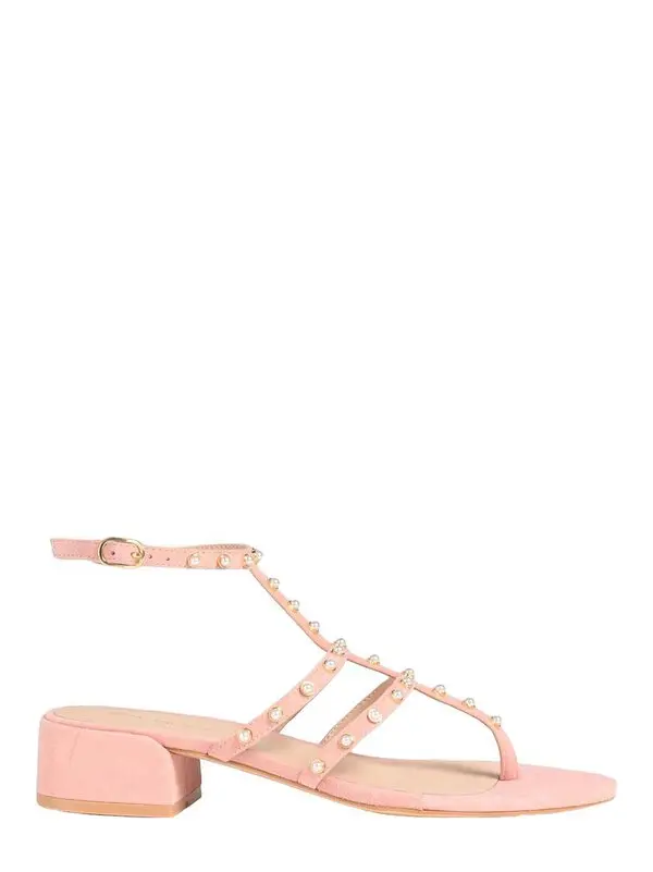 STUART WEITZMAN Dancer Pearl 35 Embellished Suede Sandals - Blush