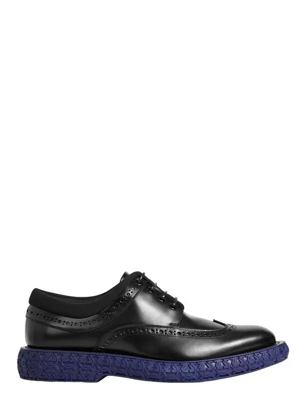 FERRAGAMO Marcel Perforated Leather Brogues - Black
