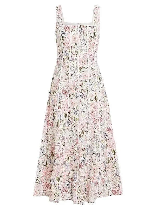 MIKAEL AGHAL Floral-print Cotton-poplin Midi Dress - Baby Pink