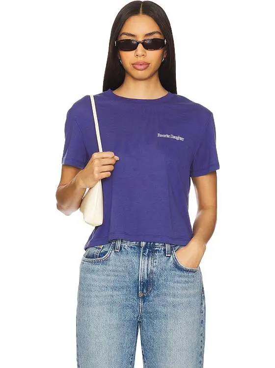 FAVORITE DAUGHTER Cropped Collegiate Tee - Venetian Blue