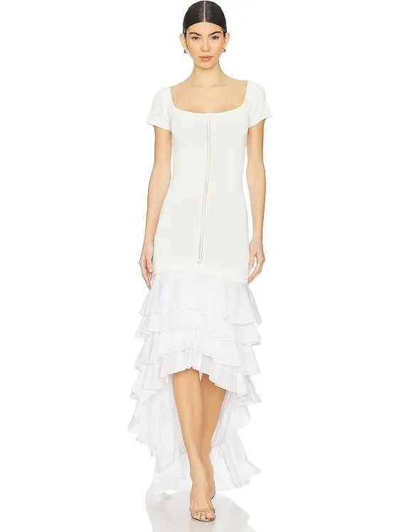 Alejandra Alonso Rojas Knit Ruffle Dress - White