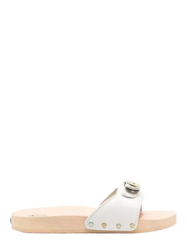 DR. SCHOLL'S SHOES Pescura Wood-sole Leather Slides - White