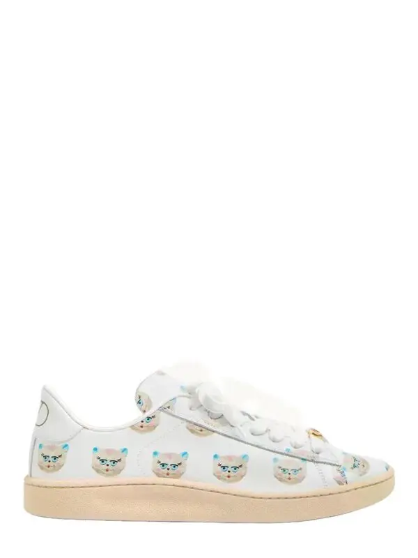 Valentino Garavani Royco Sneakers In Nappa Calfskin With Le Chat De La Maison Motif - White