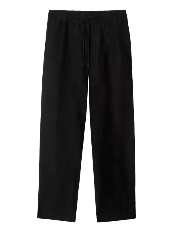Burberry Linen Straight-leg Trousers - Black