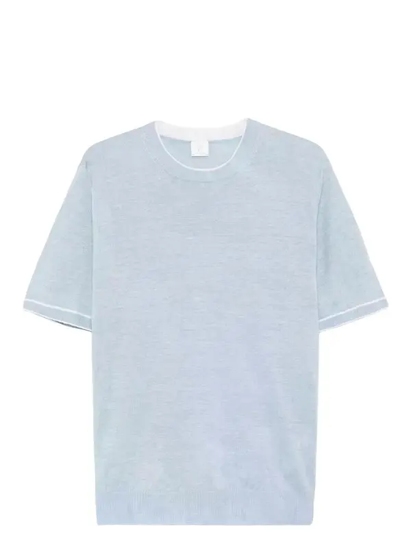 Eleventy Striped-trim T-shirt - Blue