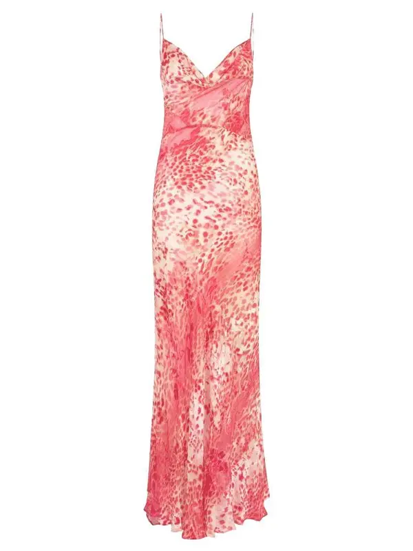 Roberto Cavalli Animal Print Maxi Dress - Red