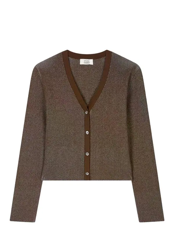 STUDIO TOMBOY V-neck Ribbed-knit Cardigan - Brown