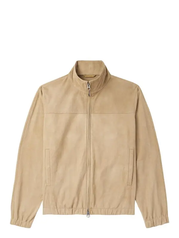 Loro Piana Suede Zip-up Bomber Jacket - Brown