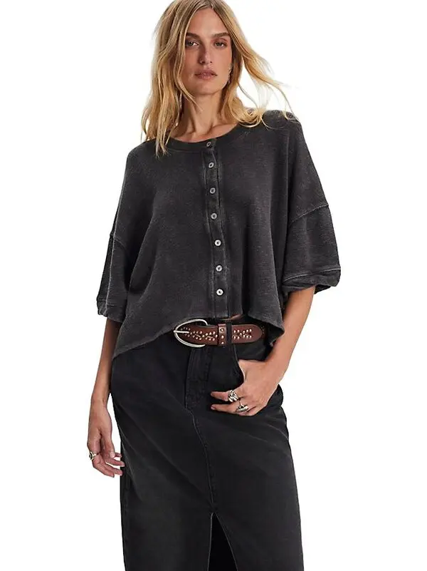 Free People We The Free Flashback Cardi Tee - Charcoal