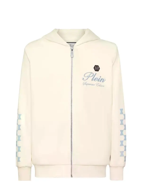 Philipp Plein Checkmate Zip-up Hoodie - White