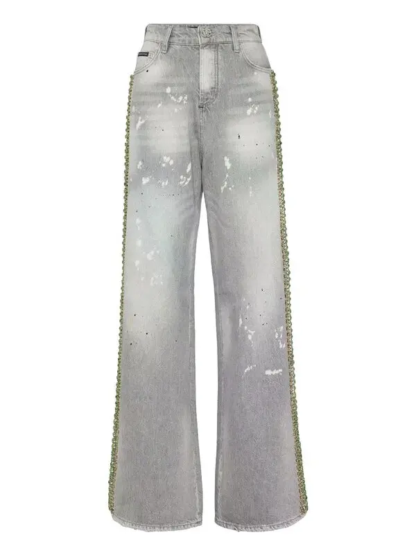 Philipp Plein Crystal-embellished Jeans - Grey