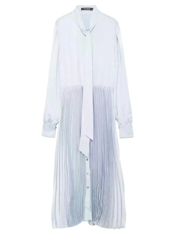 Karl Lagerfeld Satin Midi Shirt Dress - Blue