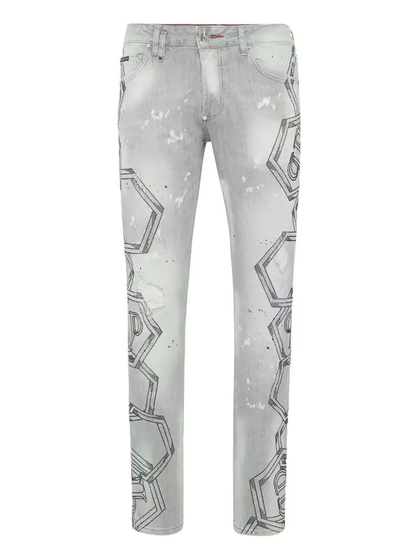 Philipp Plein Crystal-embellished Jeans - Grey