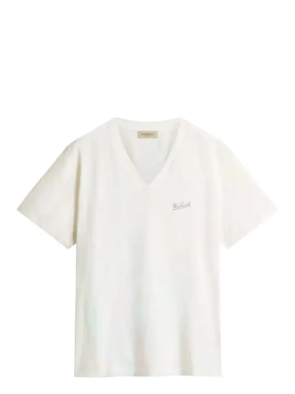 Woolrich V-neck Slub-texture T-shirt - White