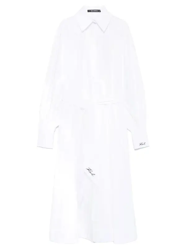 Karl Lagerfeld Poplin Midi Shirt Dress - White