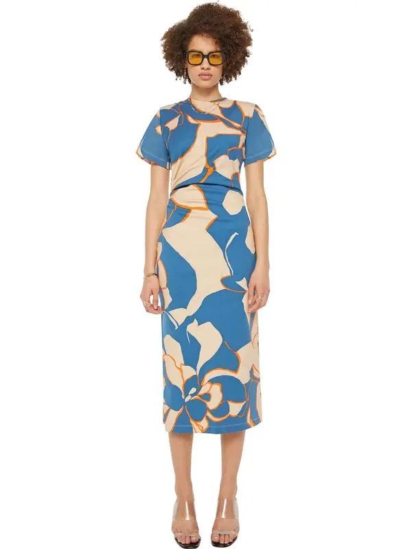 La DoubleJ X Lela Floral Print Midi Dress - Orange