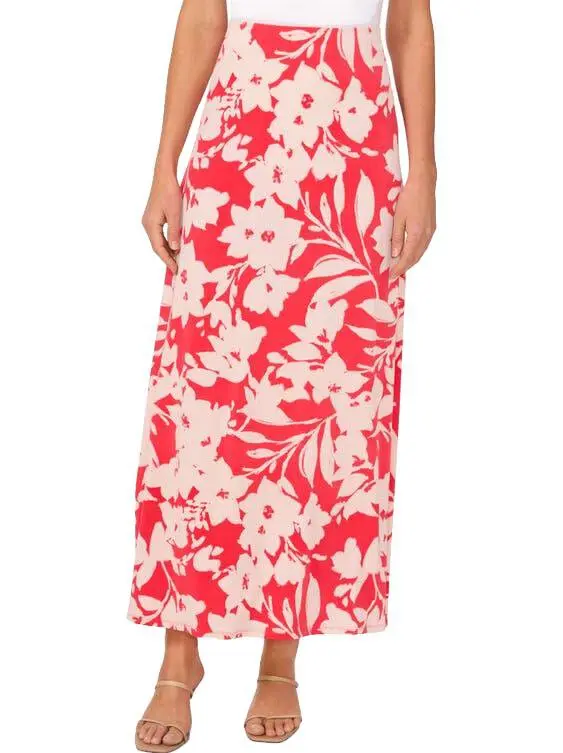 Vince Camuto Floral Midi Skirt - Cayenne