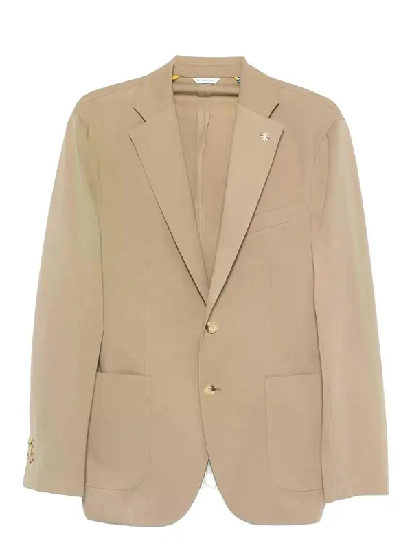 MANUEL RITZ Brooch-detail Blazer - Neutrals