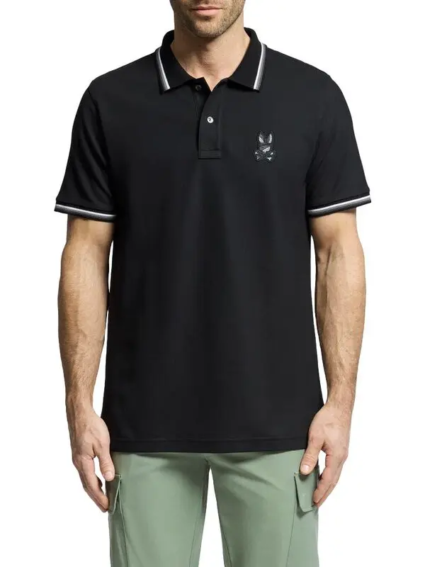 Psycho Bunny Baxter Tipped Pima Cotton Piqué Polo - Blk