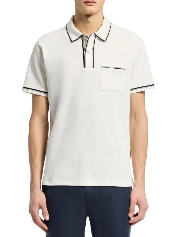 Psycho Bunny Bradford Tipped Piqué Knit Polo - Ecru