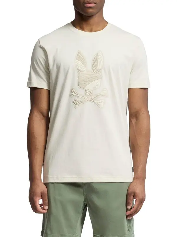 Psycho Bunny Baxter Embroidered Graphic T-shirt - Natural Linen