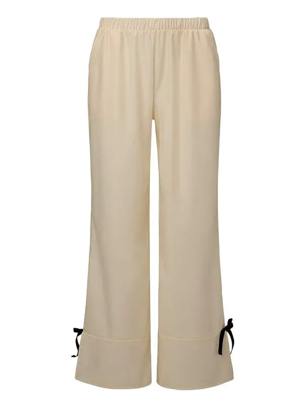 WeWoreWhat Poplin Sleep Pants - Ivory/black
