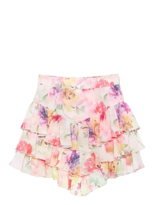 ACTUALEE Floral-print Mini Skirt - Pink