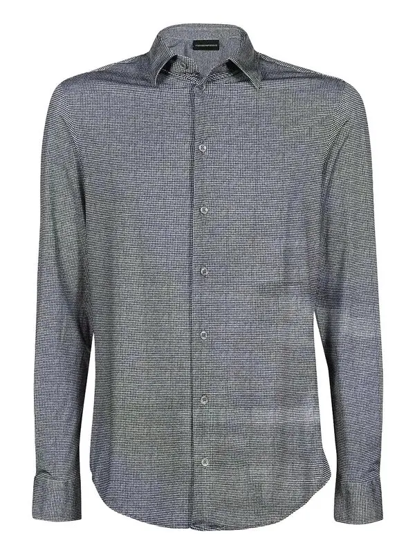 Emporio Armani Houndstooth Pattern Shirt - Black