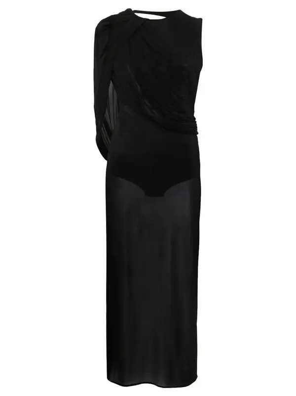 Magda Butrym Asymmetric Draped Midi Dress - Black