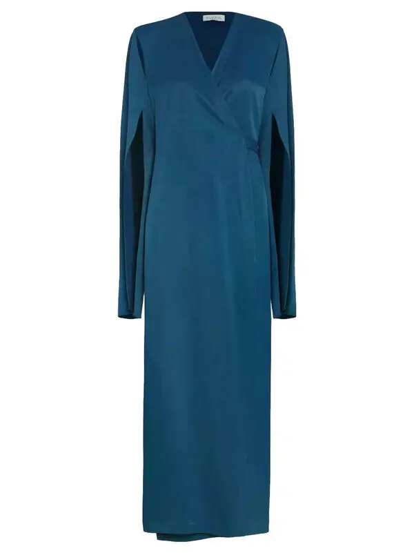 GLORIA COELHO V-neck Long Sleeve Dress - Blue