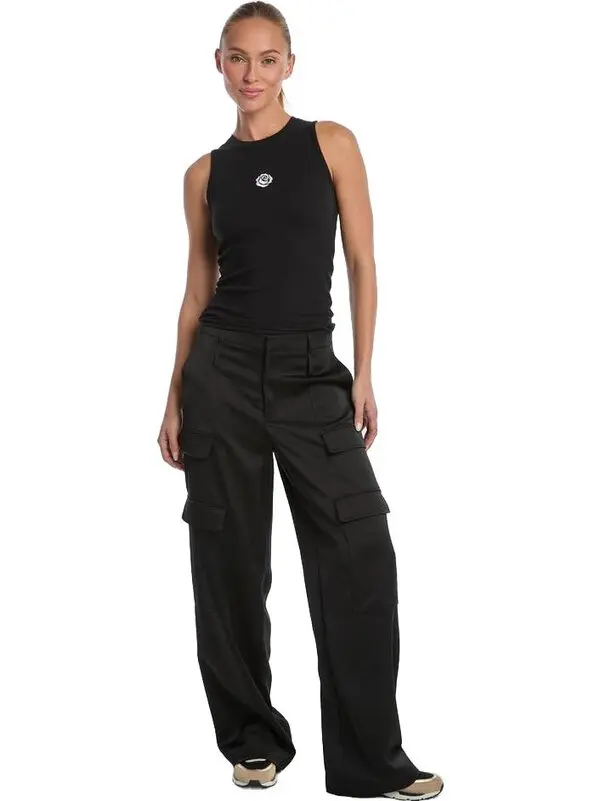 THE NOLI SHOP Milan Satin Cargo Pant - Black