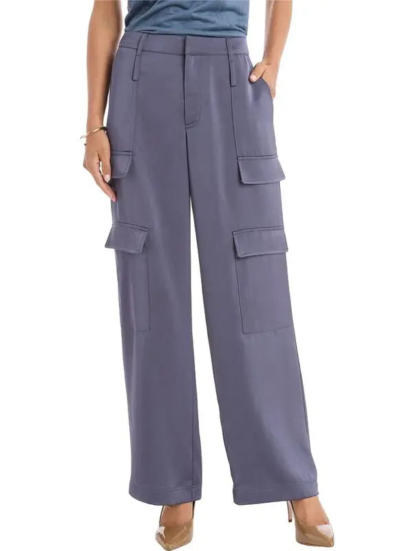 THE NOLI SHOP Milan Satin Cargo Pant - Navy