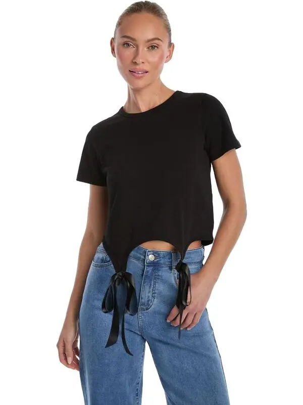 THE NOLI SHOP Noli Yoga Diana Bow T-shirt - Black