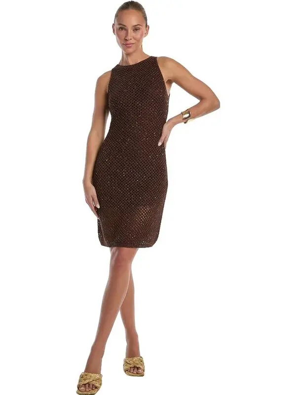 THE NOLI SHOP Noli Yoga Seraphina Sequin Crochet Dress - Espresso