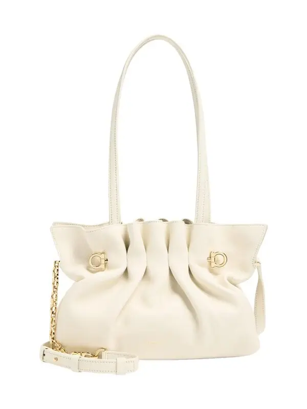 FERRAGAMO Small Gancio Piercing Shoulder Bag - Mascarpone