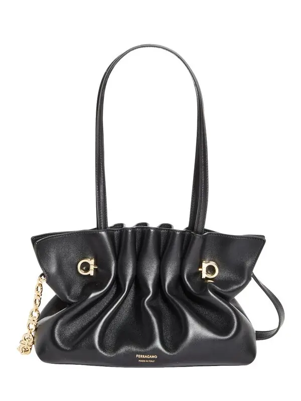 FERRAGAMO Small Gancio Piercing Shoulder Bag - Nero