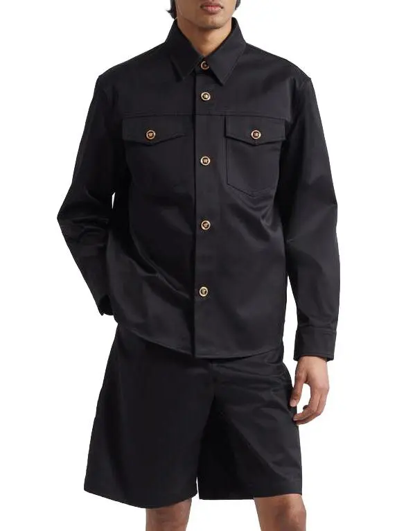 Versace Cotton Gabardine Overshirt - Black