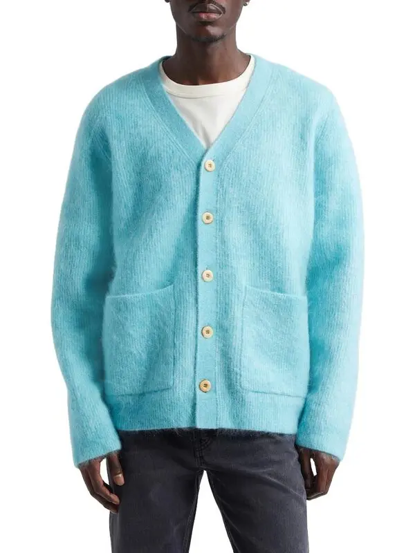Séfr Kaito Mohair-blend Cardigan - Turquoise Mohair