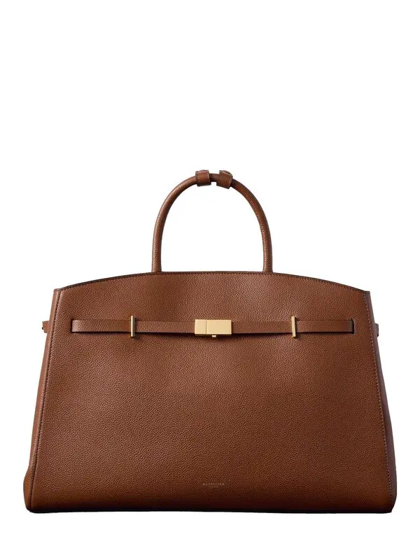 DEMELLIER The Hudson Small Textured-leather Tote - Brown
