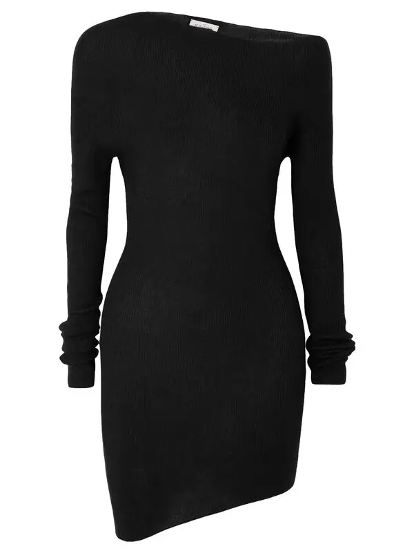 Le Kasha Palamos Asymmetric Cashmere Mini Dress - Black