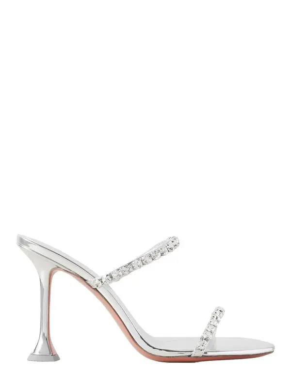 Amina Muaddi Gigi Crystal-embellished Mules - Silver