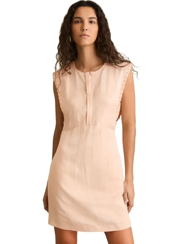 REISS Fawn Whipstitch Shift Dress - Peach