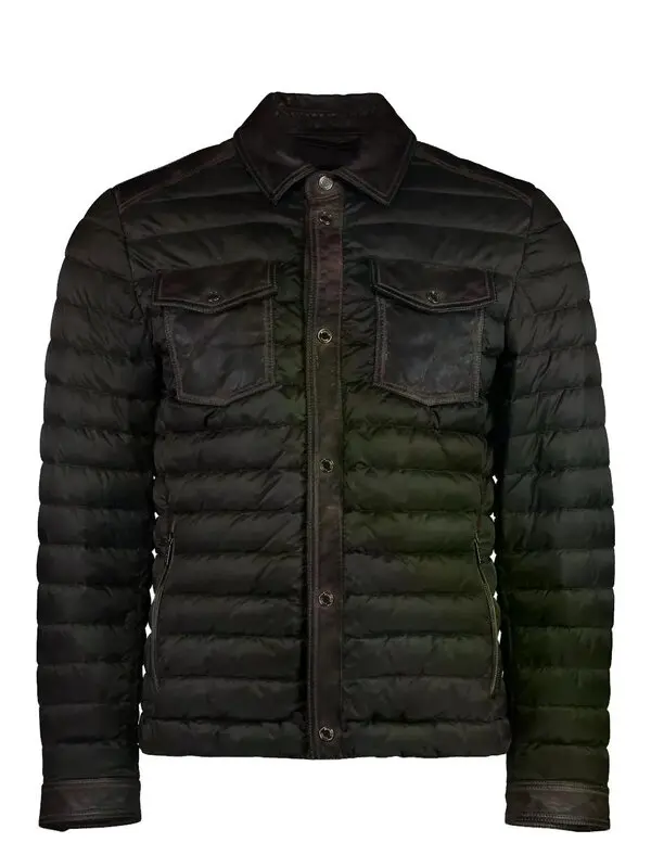 MOORER Leather Down Jacket - Brown